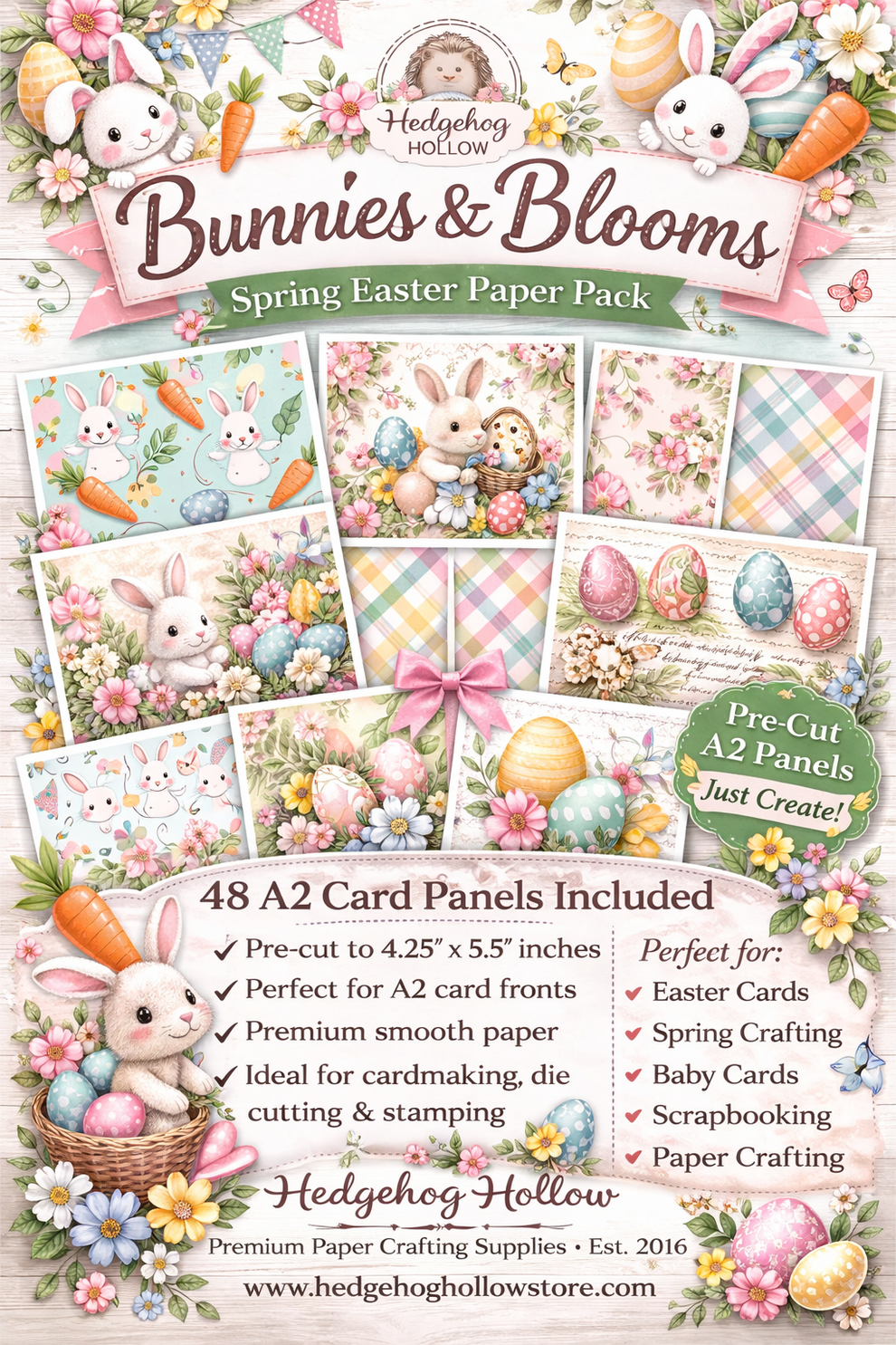 Bunnies & Blooms Spring Easter Paper Pack – Bunny, Floral & Easter Egg ...