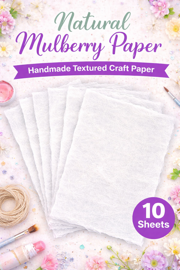 Natural Mulberry Paper – Handmade Textured Craft Paper (10 Sheets) 8.5 ...