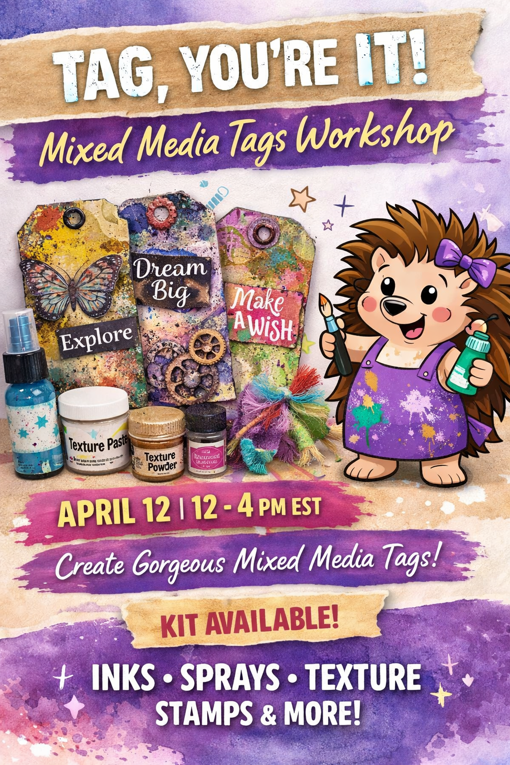 Mixed Media Tags Workshop Kit – Tag, You’re It! Beginner Craft Class ...